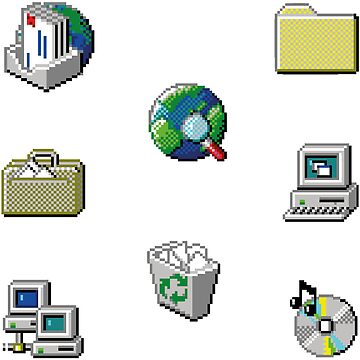 "Windows 95 Icons Nostalgia Recycle Bin My Computer Vintage" Sticker ...