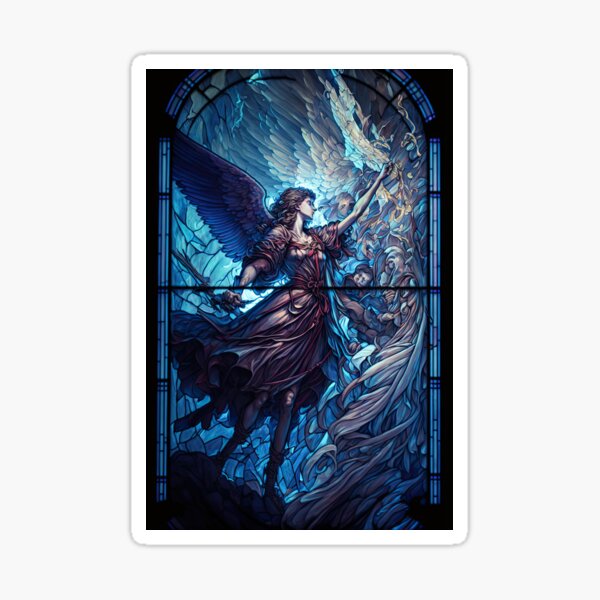 "Angel in a Stained Glass Window" Sticker for Sale by AiCollection ...