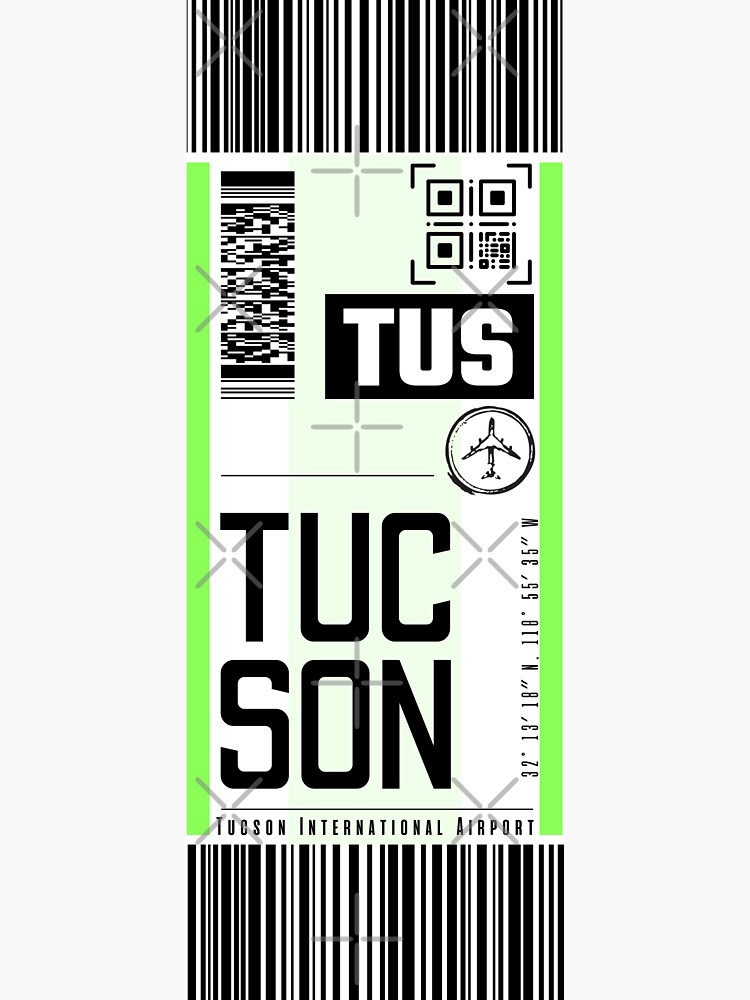 "TUCSON TUS classic luggage tag flight stickers" Sticker for Sale by ...