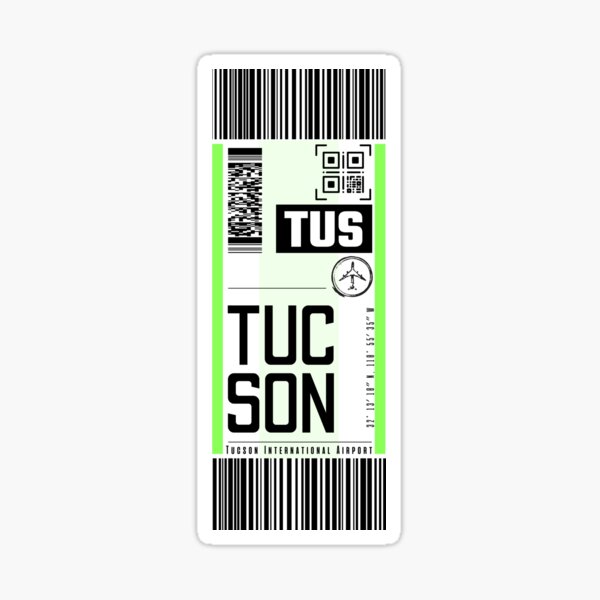 "TUCSON TUS classic luggage tag flight stickers" Sticker for Sale by ...