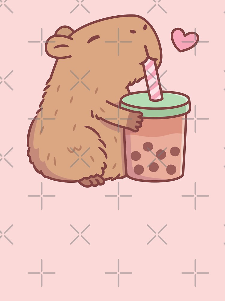 "Cute Capybara Loves Bubble Tea" Kids T-Shirt for Sale by rustydoodle ...