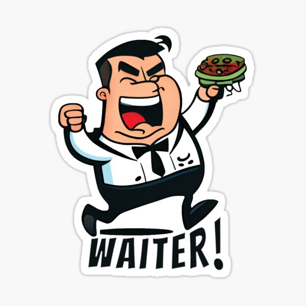 "Funny Excited and Happy Waiter Cartoon Sticker" Sticker for Sale by ...