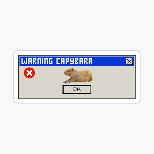 "Warning Capybara , Window XP computer pop-up, Classic " Sticker for ...