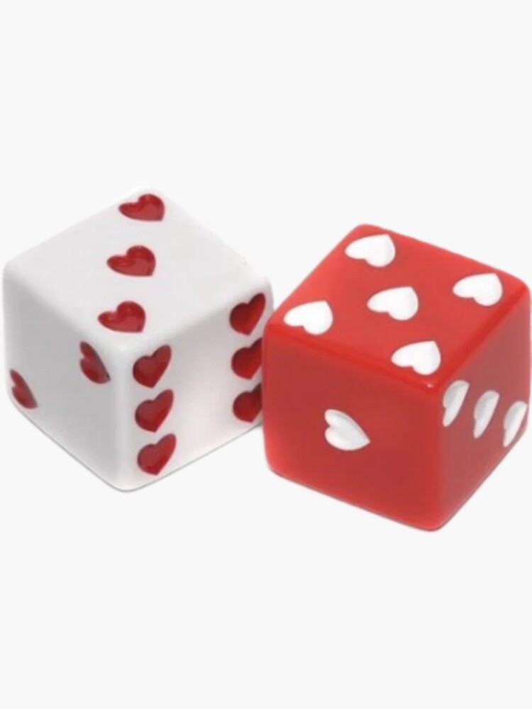 "White And Red Hearts Dice Pair" Sticker for Sale by str4wberryfae ...