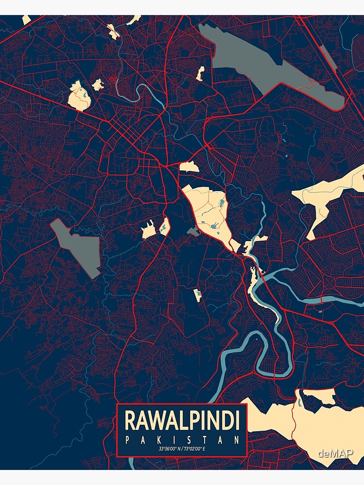 "Rawalpindi City Map of Punjab, Pakistan - Hope" Poster for Sale by ...