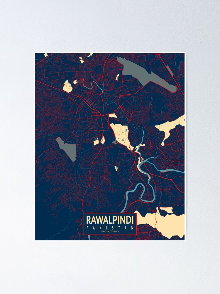 "Rawalpindi City Map of Punjab, Pakistan - Hope" Poster for Sale by ...