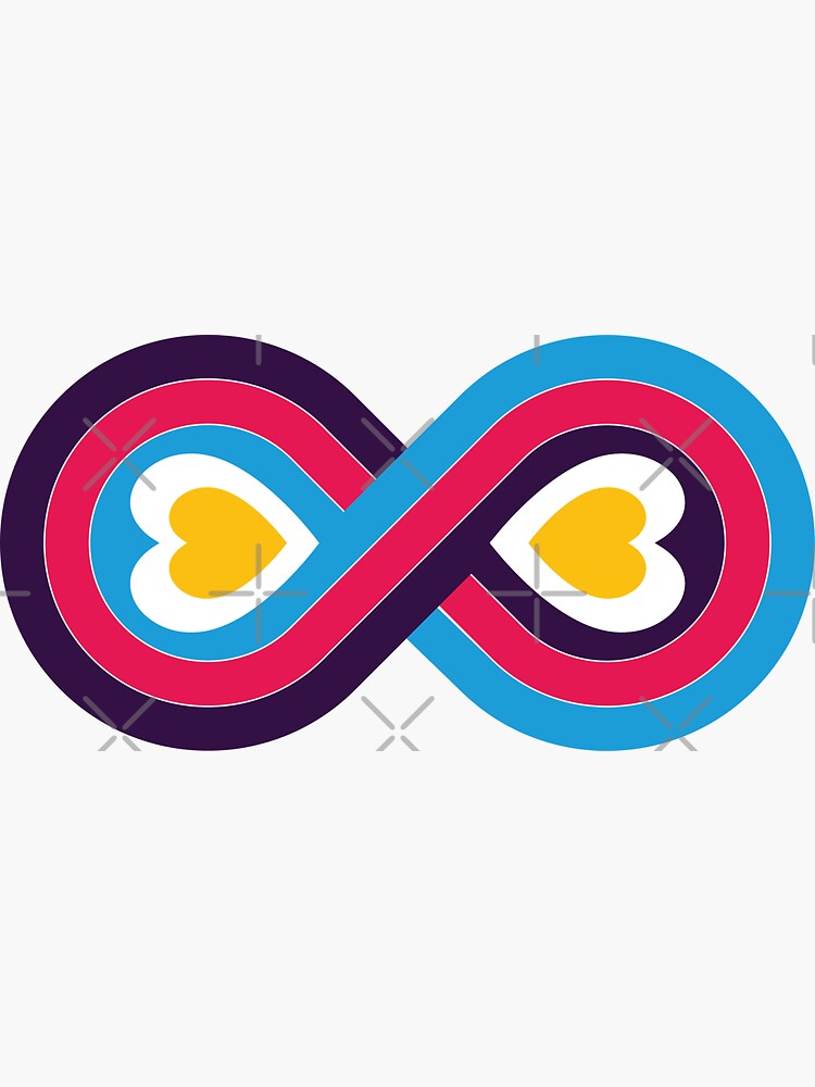 "Polyamory Infinity Love Symbol - Double Heart - (New Pride Colors ...