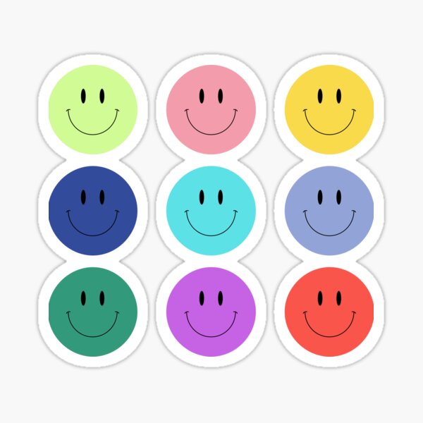 "multicolor smile collection" Sticker for Sale by Avanicreation | Redbubble