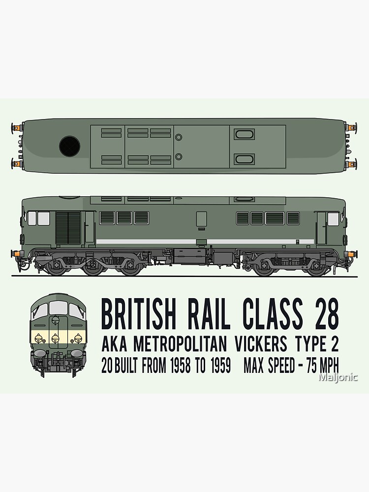 "British Rail Class 28 Metro-Vick Type 2 Locomotive Train Diagram Gift ...