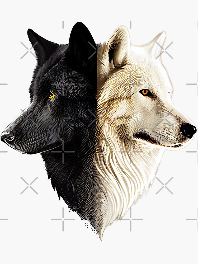 "Yin Yang Wolves" Sticker for Sale by Checotun | Redbubble