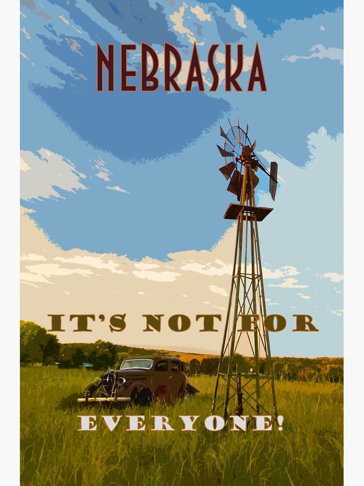 "Nebraska Funny Travel Poster" Sticker for Sale by loggeron30 | Redbubble