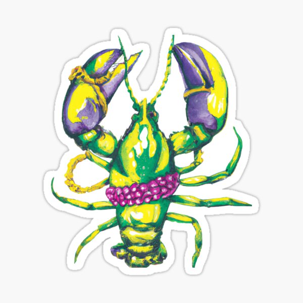 " Crayfish Crawdad Crawfish Mardi Gras Beads T-Shirt" Sticker for Sale ...