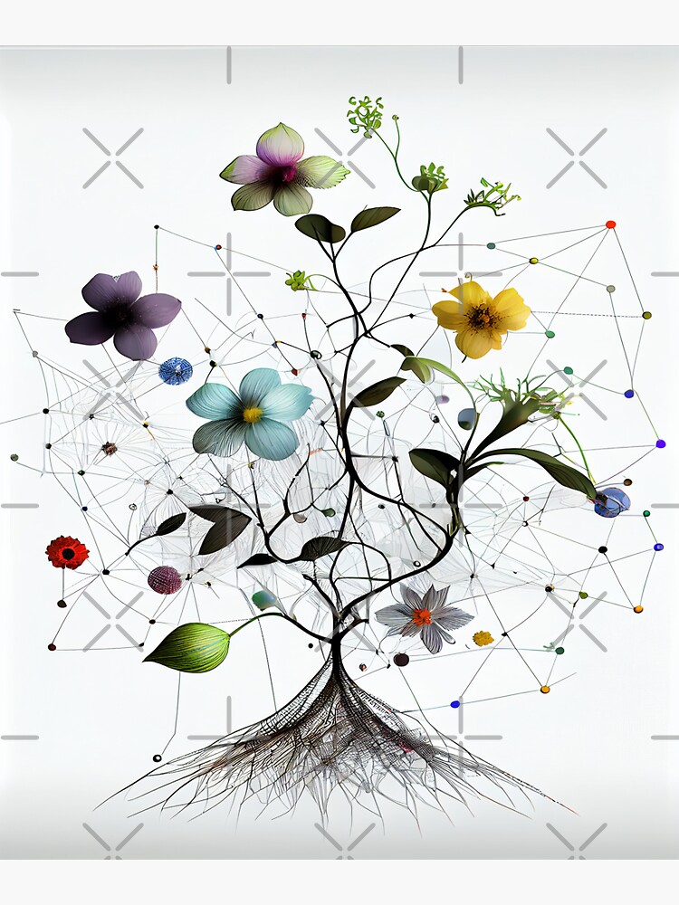 Pegatina «Neural Network Flower Art: The Perfect Blend of Technology ...
