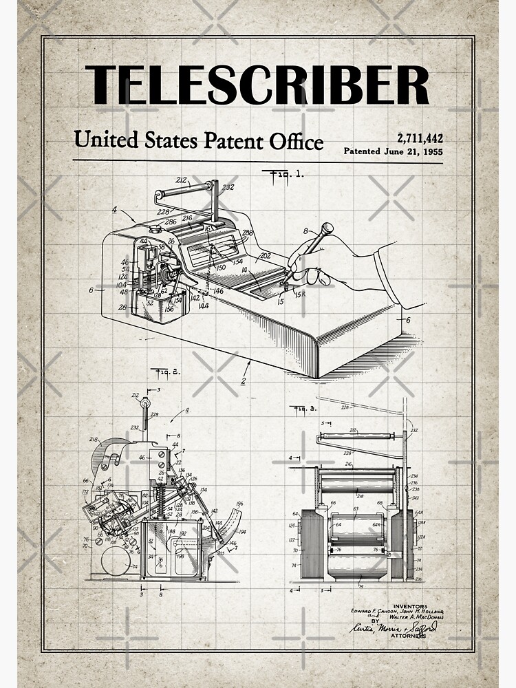 "1955 Telescriber patent drawing-Telescribe blueprint -vintage military ...