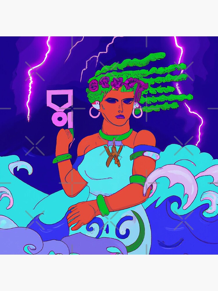 "Taino Goddess Guabancex in a hurricane in vaporwave style" Art Print ...