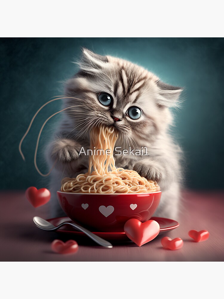 "Cat Eating Spaghetti,Cute and lovely Cat Eating Spaghetti Rainbow ...