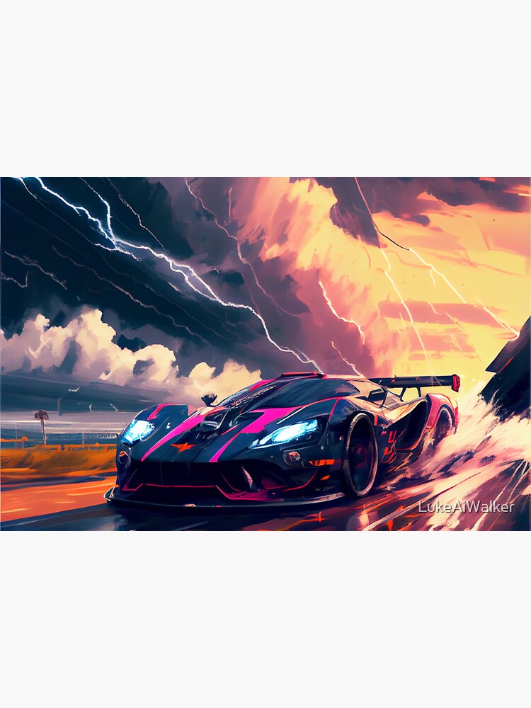 "Black Hypercar Storm Chaser: Speed, Road, Weather, Luxury" Sticker for ...