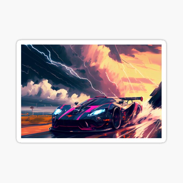 "Black Hypercar Storm Chaser: Speed, Road, Weather, Luxury" Sticker for ...