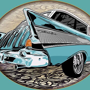 "Blue 57 Chevy Nomad" Sticker for Sale by Glenn Mueller | Redbubble