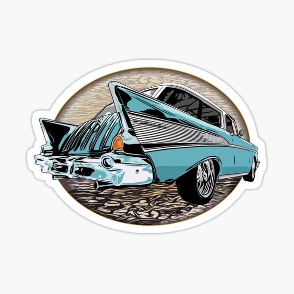 "Blue 57 Chevy Nomad" Sticker for Sale by Glenn Mueller | Redbubble