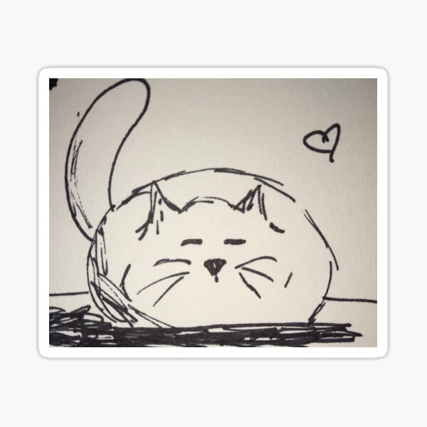 "Fat Cat Doodle" Sticker by Sea-breeze | Redbubble