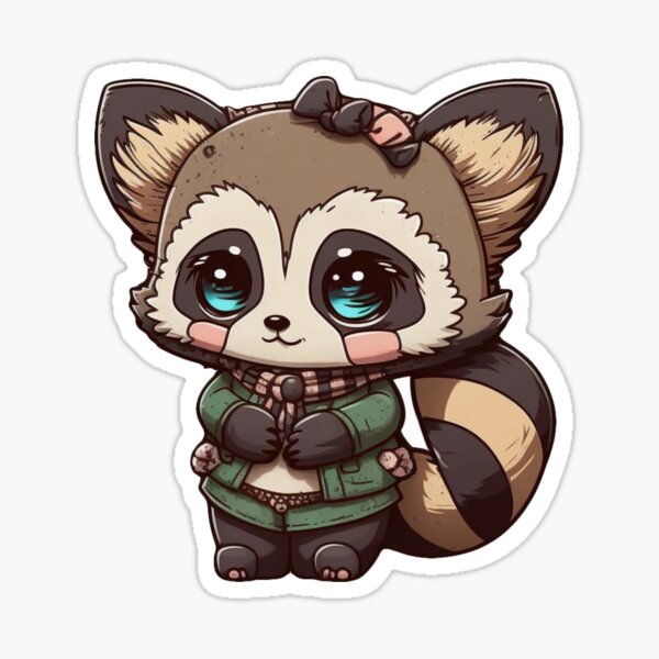 "Kawaii Racoon" Sticker for Sale by NeoFuturismArt | Redbubble