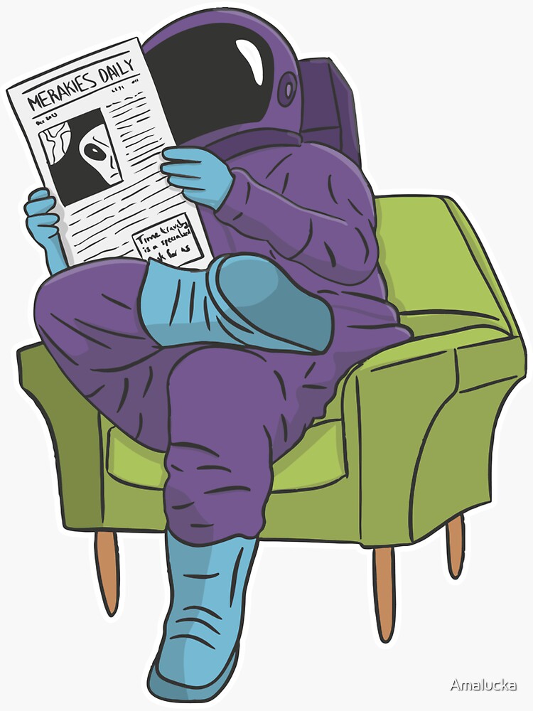"Astro reading newspaper about aliens" Sticker for Sale by Amalucka ...