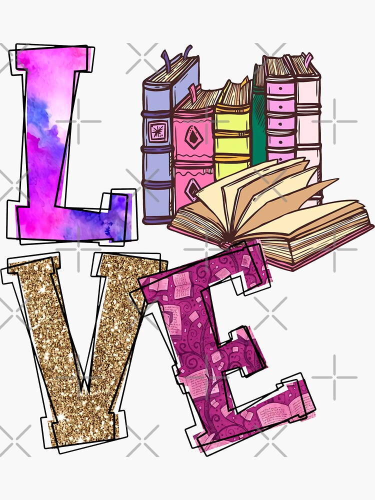 "Love Books" Sticker for Sale by Maxartdesigns | Redbubble