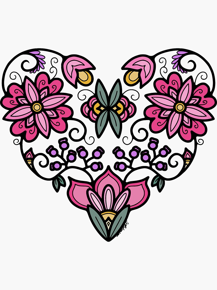 "Indigenous Floral Heart" Sticker for Sale by WaabigwanGiizis | Redbubble