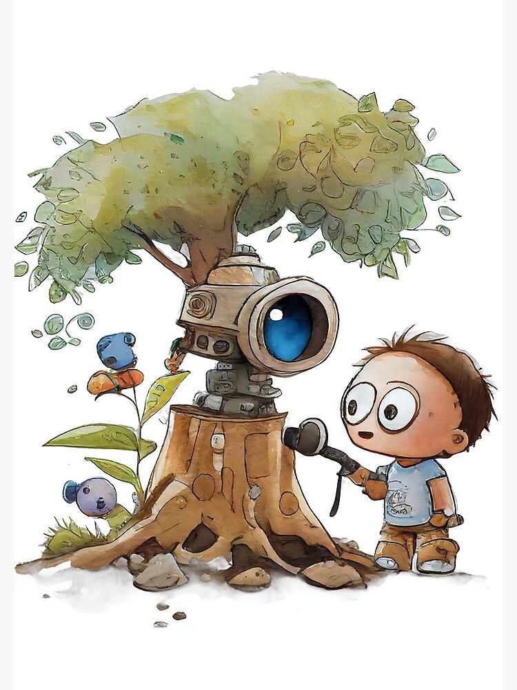 ""Exploring the Future: A Little Genius and their Robot Companion" Cute ...