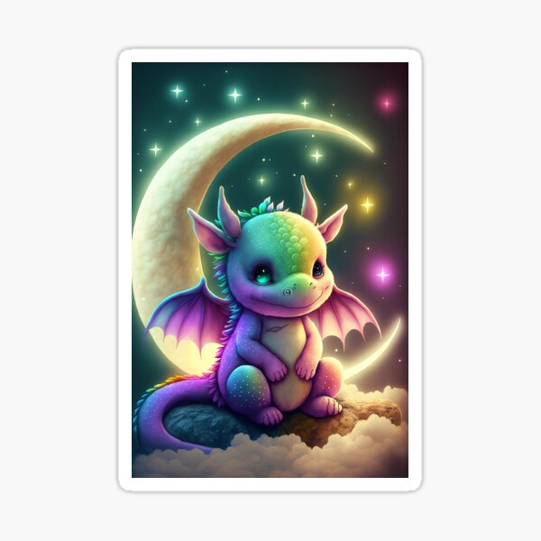 "Baby Moon Dragon" Sticker for Sale by MyMagicalPlace | Redbubble