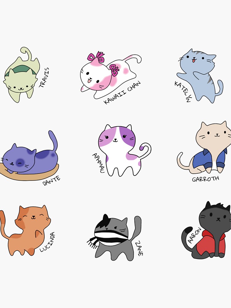 "aphmau mystreet cats garroth dante travis lucinda aaron zane" Sticker ...