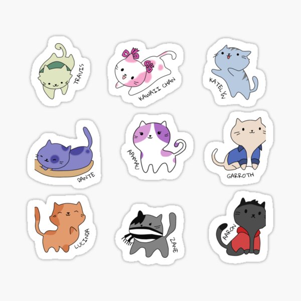 "aphmau mystreet cats garroth dante travis lucinda aaron zane" Sticker ...