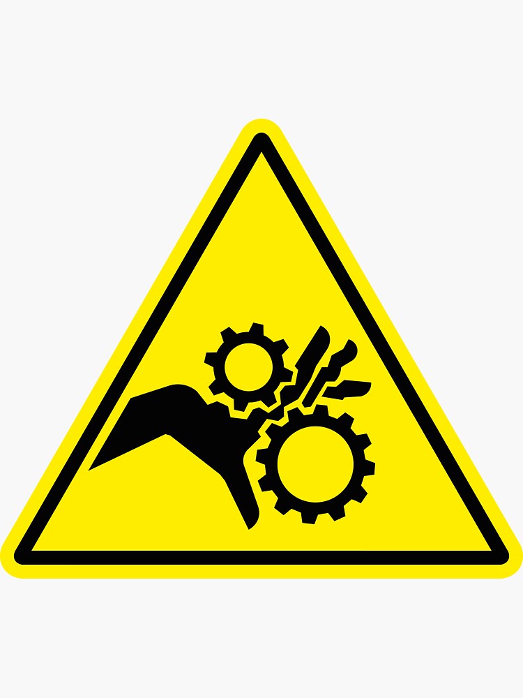 "Rotating Parts Hazard Sign" Sticker for Sale by NeonNoirDesigns ...