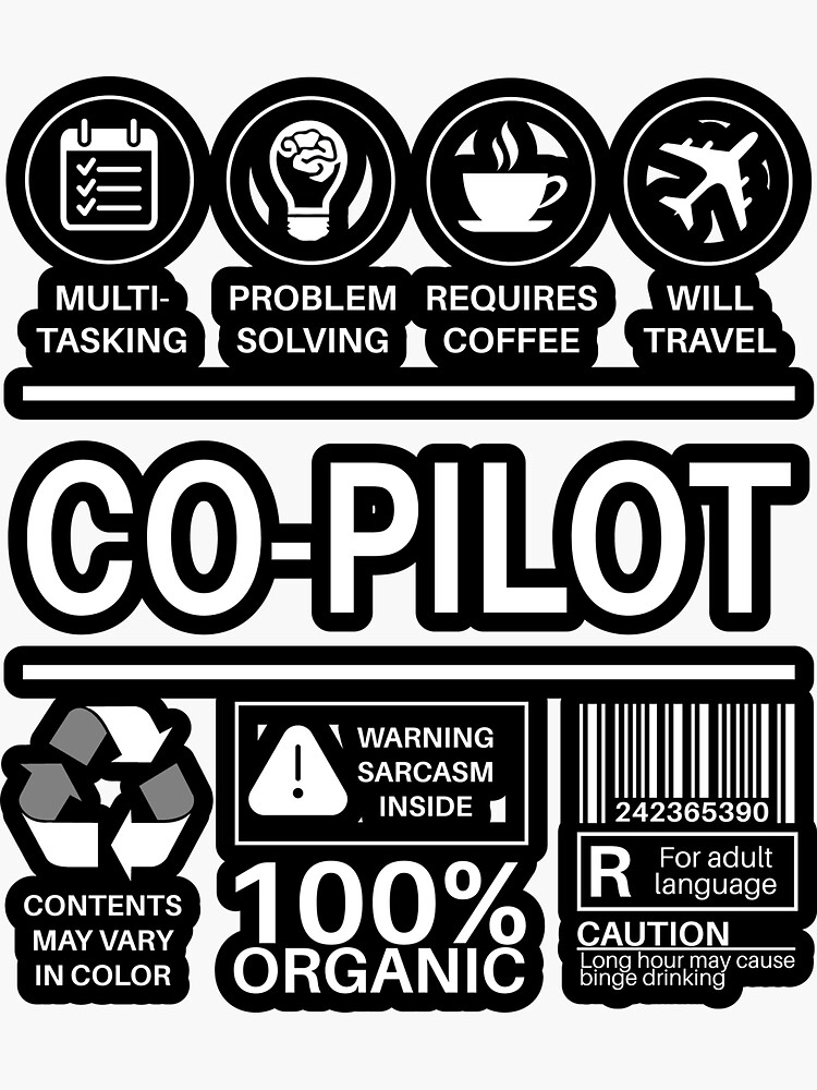 "Co-Pilot Multitasking Certified Job Gift Item" Sticker for Sale by ...