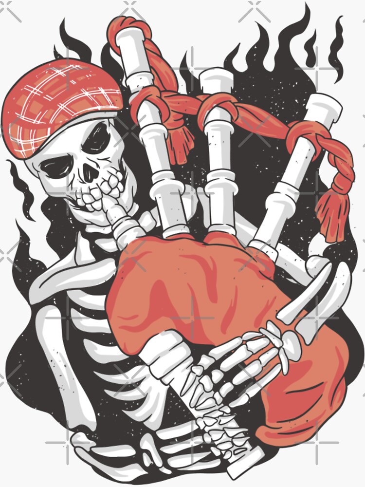 "Scottish Skeleton Bagpipe Lover Graphic Novelty Men Women" Sticker for ...