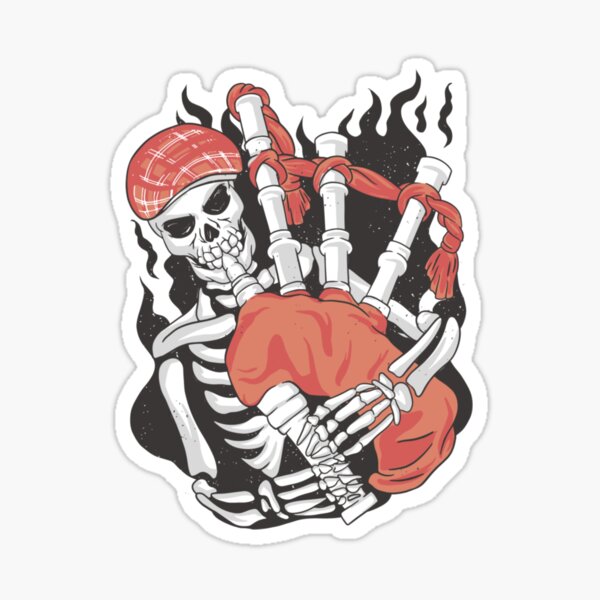 "Scottish Skeleton Bagpipe Lover Graphic Novelty Men Women" Sticker for ...
