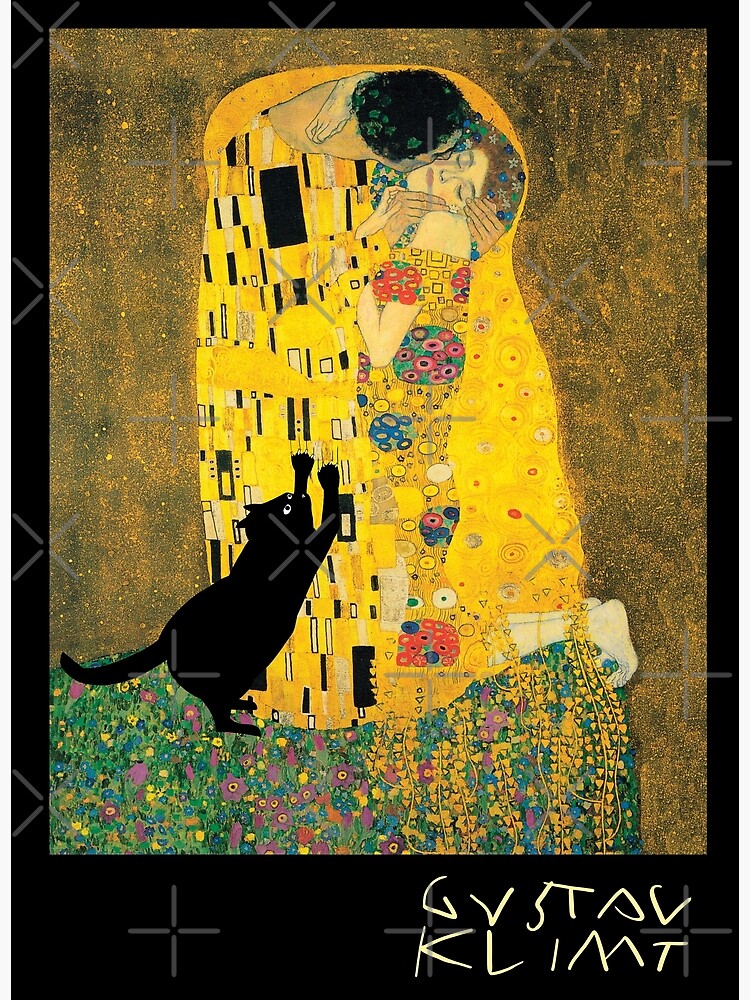 "klimt's the kiss with cat added" Art Print for Sale by Mitra Farmand ...