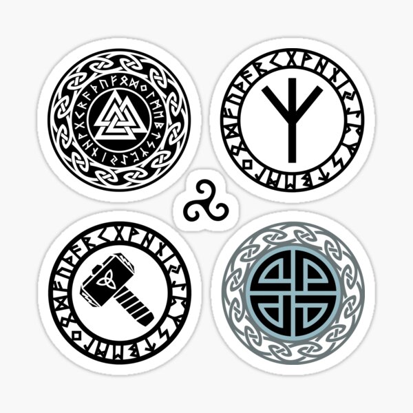 "Viking Symbols Norse Mythology Celtic Knots Runes Set" Sticker for ...