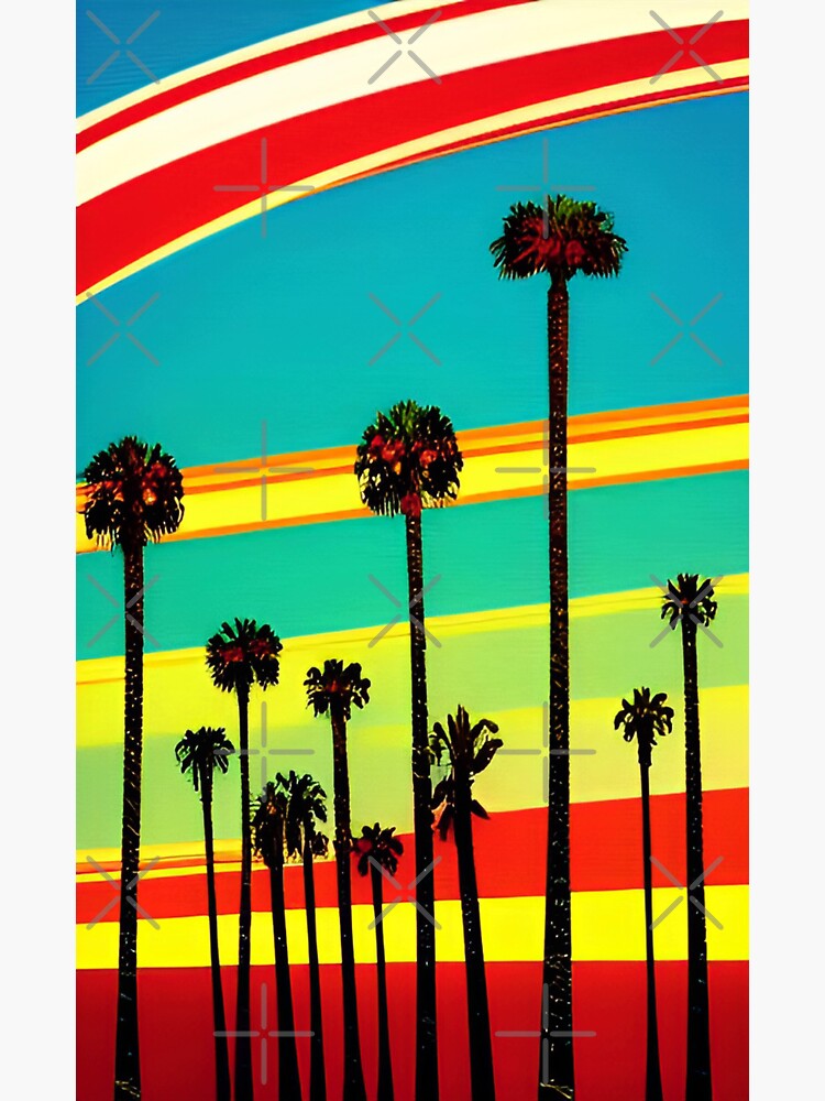 "California Palm Tree Retro Art Golden State" Sticker for Sale by ...