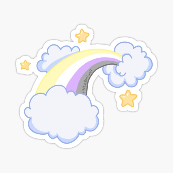 "NON BINARY Pastel Rainbow Pride Flag Illustration " Sticker for Sale ...