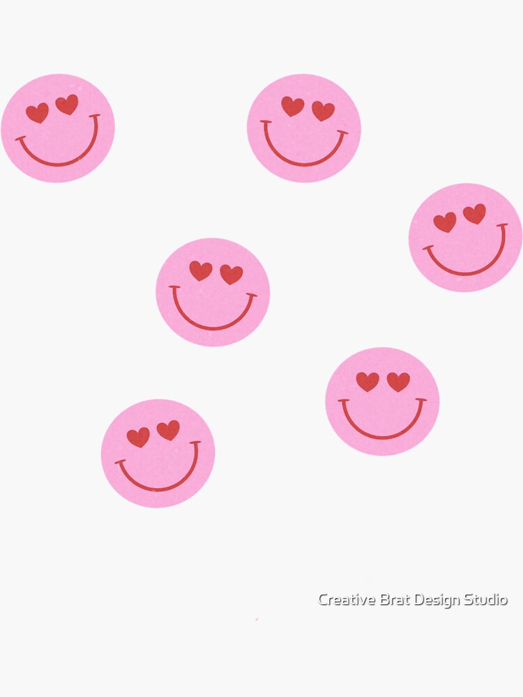 "Pink heart eye smiley face preppy Pattern " Sticker for Sale by ...