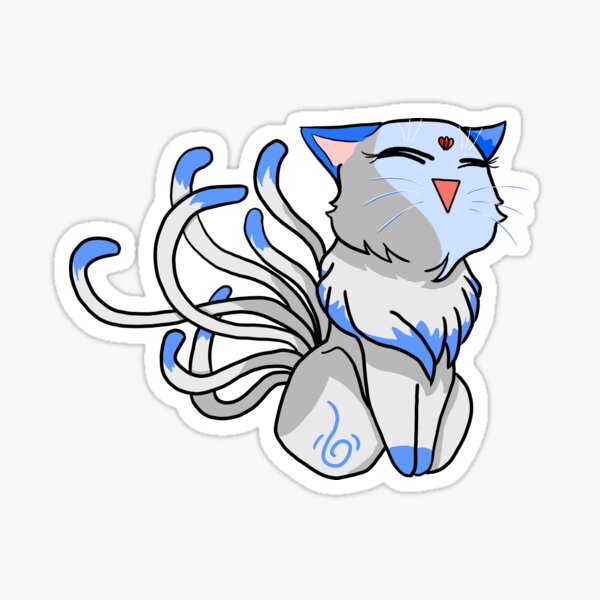 "Nine Tail Cat (Blue)" Sticker for Sale by yuki123541 | Redbubble