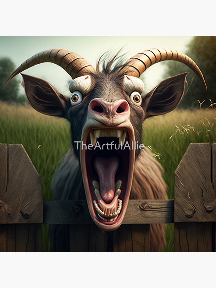 "Funny Farm Screaming Goat" Sticker for Sale by TheArtfulAllie | Redbubble
