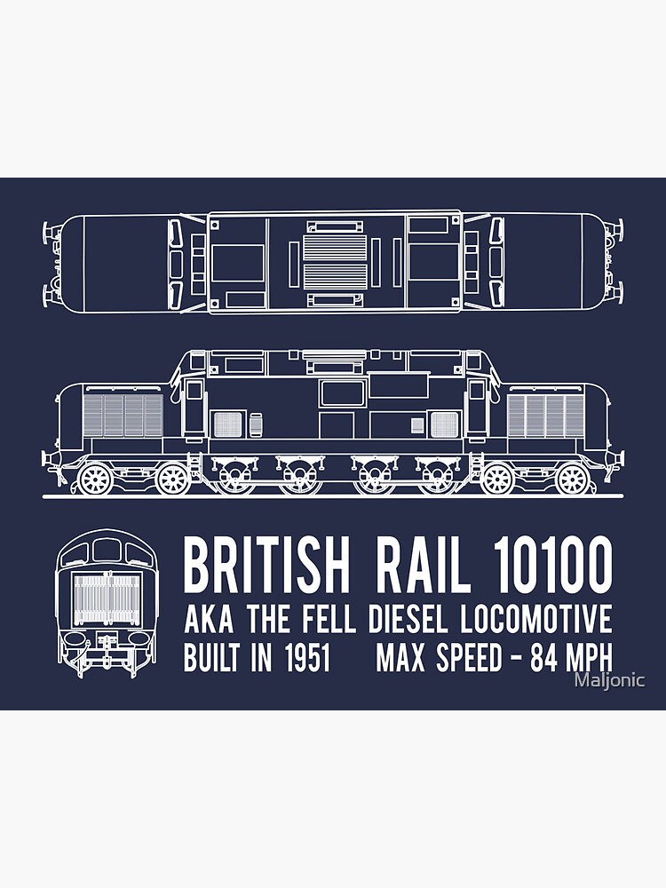 "British Rail 10100 Fell Diesel Locomotive Train Blueprint Diagram Gift ...