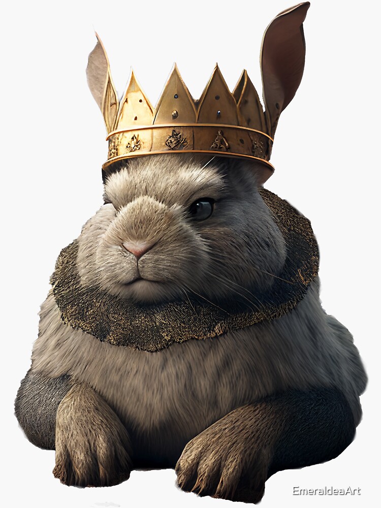 "Rabbit king (cut version)" Sticker for Sale by EmeraldeaArt | Redbubble