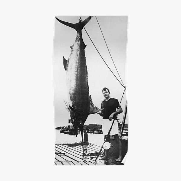 "ernest hemingway black white giant marlin" Poster for Sale by ...