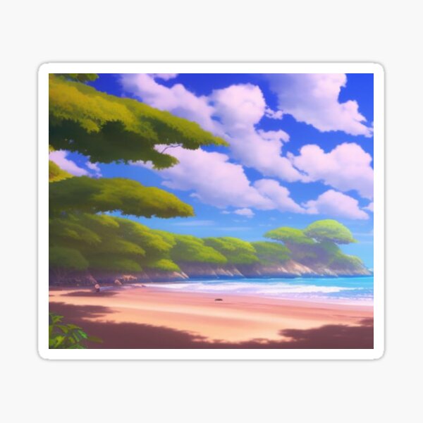 "tropical beach in summer anime style" Sticker for Sale by Subsanek ...