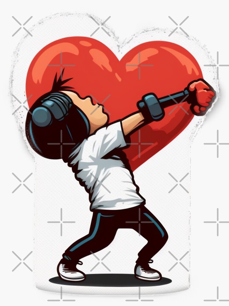 "dabbing heart funny mens kids boys valentines day " Sticker for Sale ...