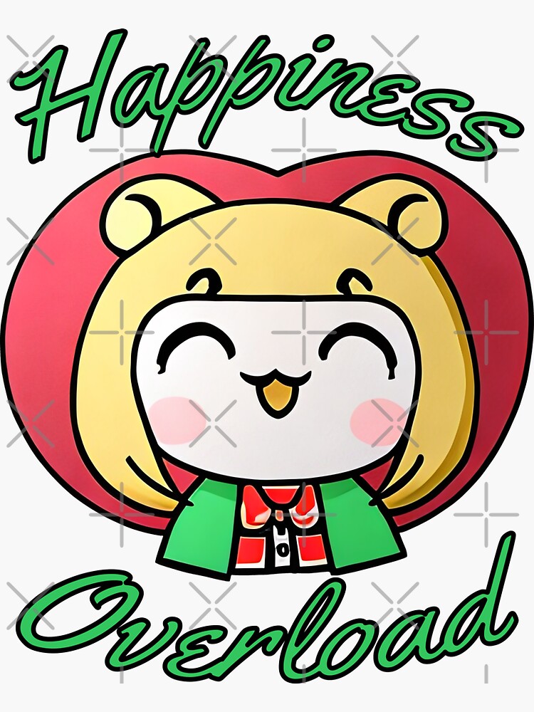 "Happiness overload, happy cartoon girl with a heart in the background ...